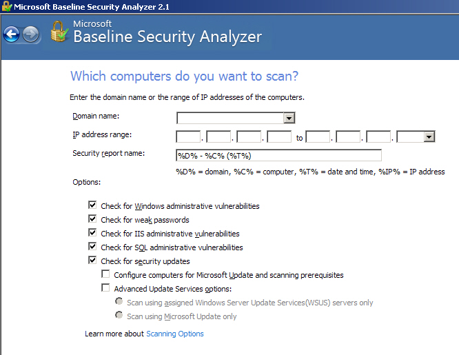 Microsoft Baseline Security Analyzer - 404 Tech Support