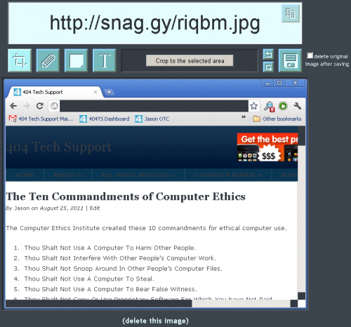 Snag.gy - An HTML5-Powered Website Where You Can Paste Screenshots ...