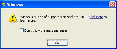 How to stop the Windows XP End of Service reminders - 404 Tech Support